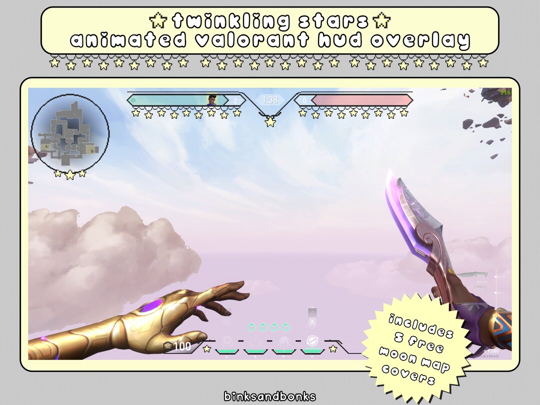 Twinkling Stars Animated Valorant HUD Overlay | Pixel Art Stream Decor ...