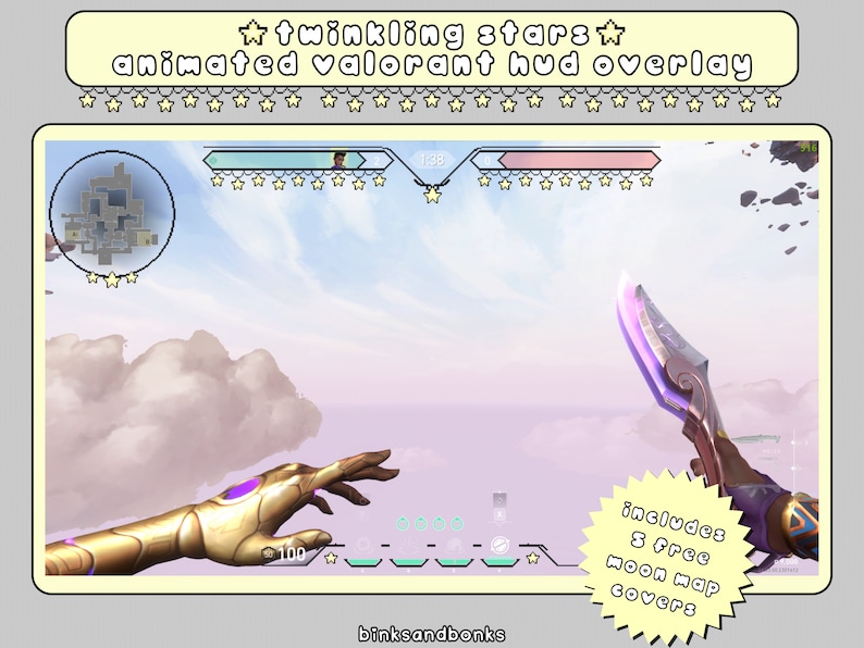 Twinkling Stars Animated Valorant HUD Overlay | Pixel Art Stream Decor ...