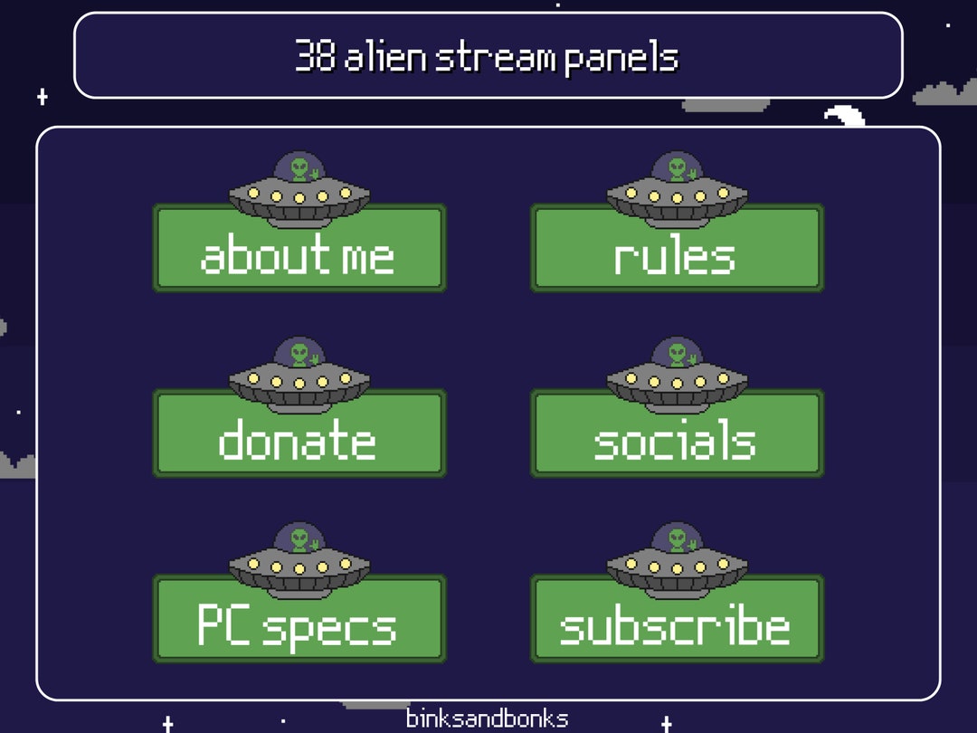 38 Alien Stream Panels | Graphics for Twitch, Youtube, Kick | Pixel Art ...