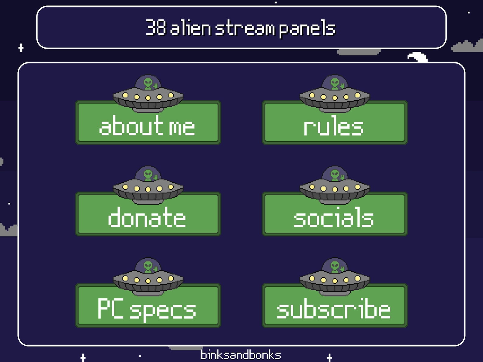 38 Alien Stream Panels | Graphics for Twitch, Youtube, Kick | Pixel Art ...