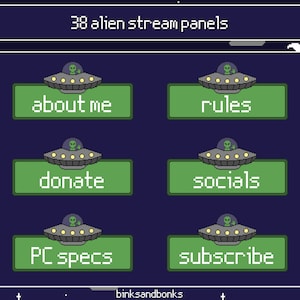 38 Alien Stream Panels | Graphics for Twitch, Youtube, Kick | Pixel Art ...