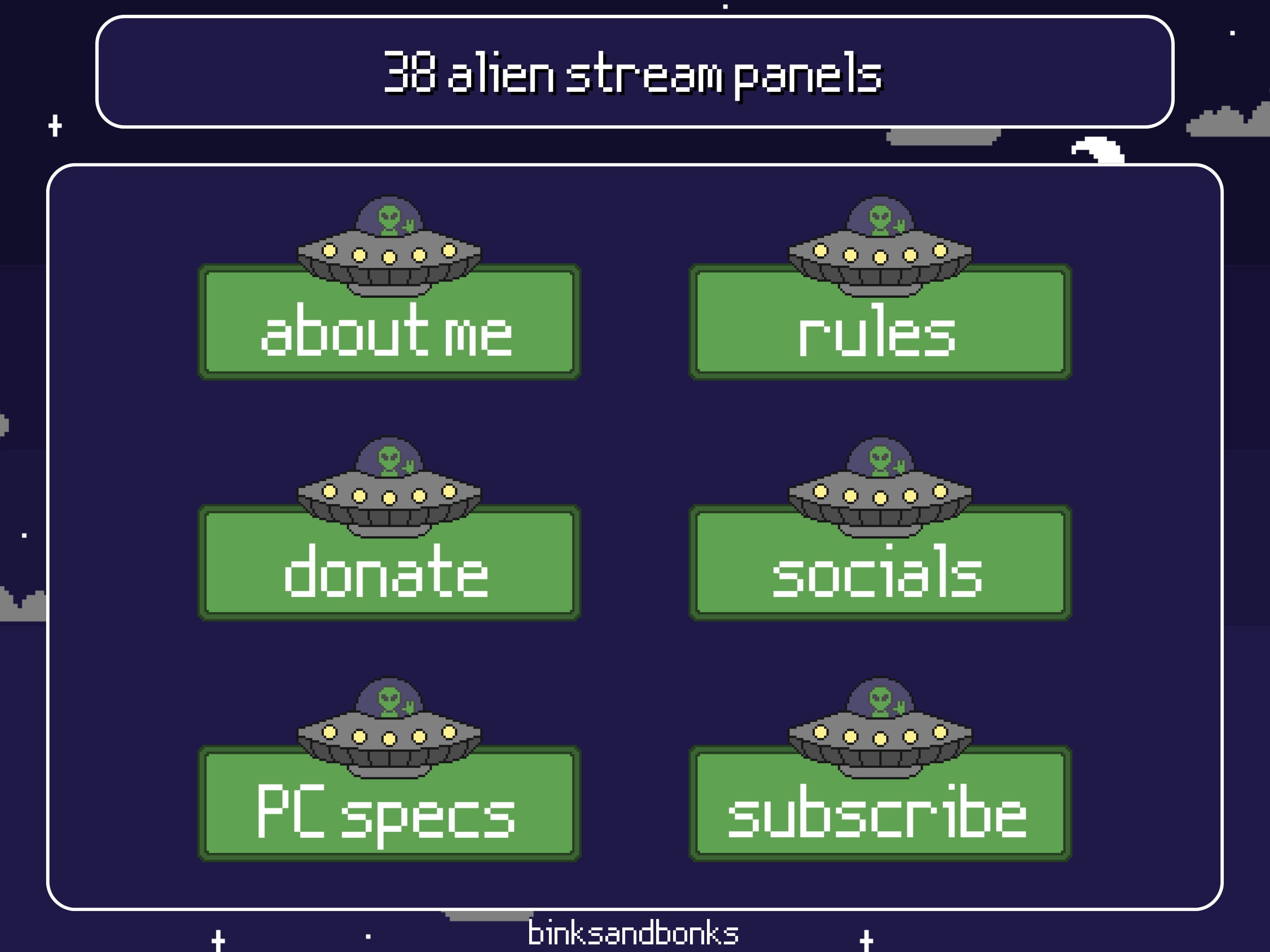 38 Alien Stream Panels | Graphics for Twitch, Youtube, Kick | Pixel Art ...