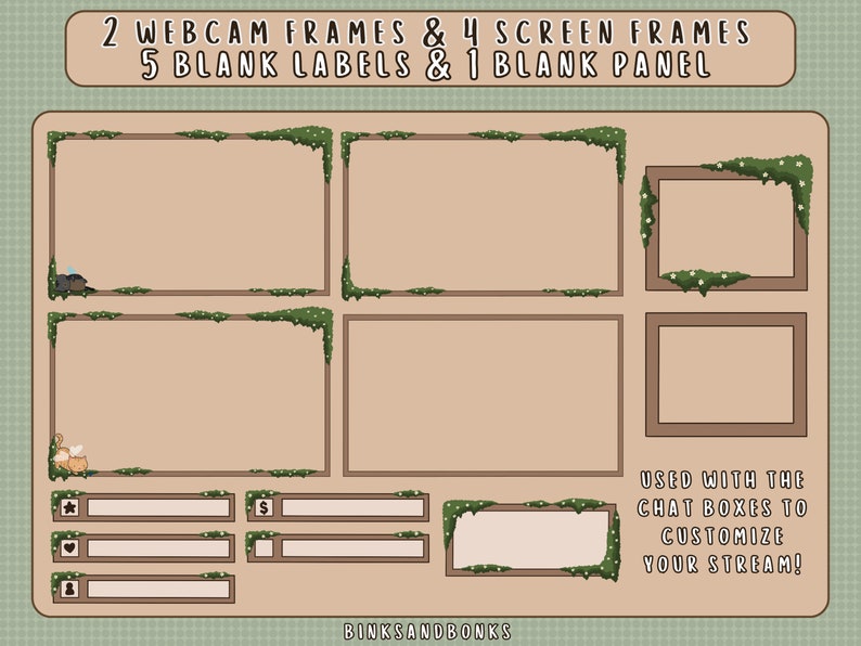 Fairy Cats Stream Package Animated Twitch Overlays Cottagecore Mushroom ...