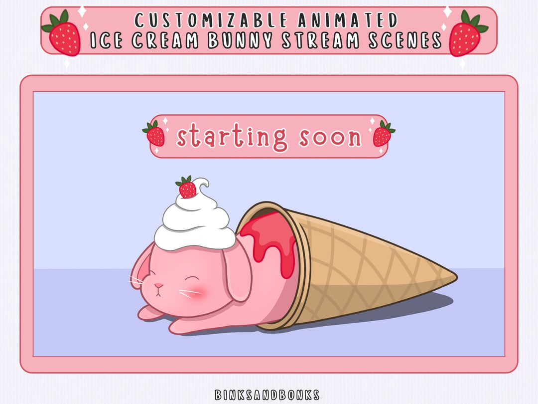 Customizable Animated Ice Cream Bunny Stream Scenes | Graphics for ...