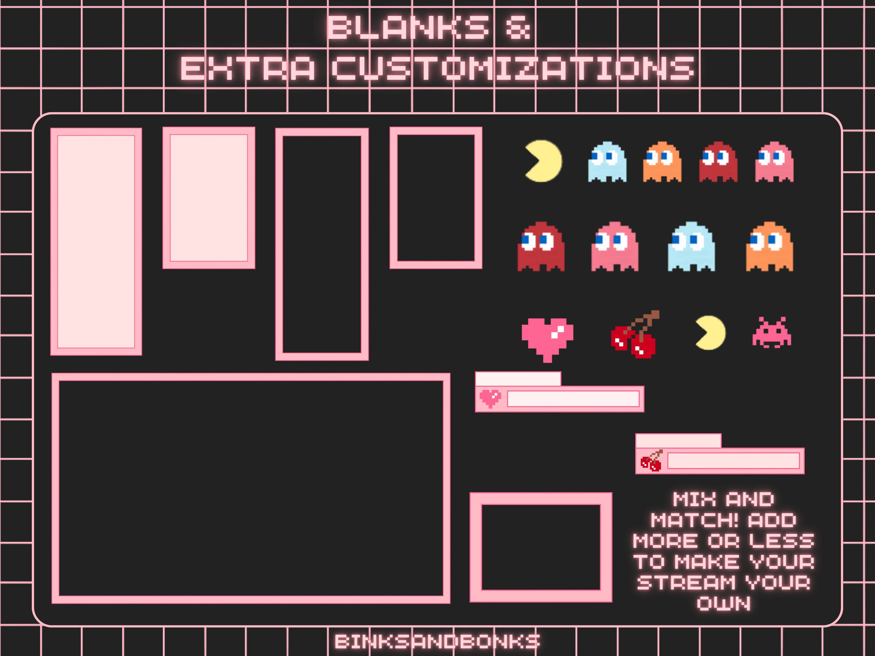 Pink Retro Arcade Stream Package Animated Twitch Overlays Girly Cute ...