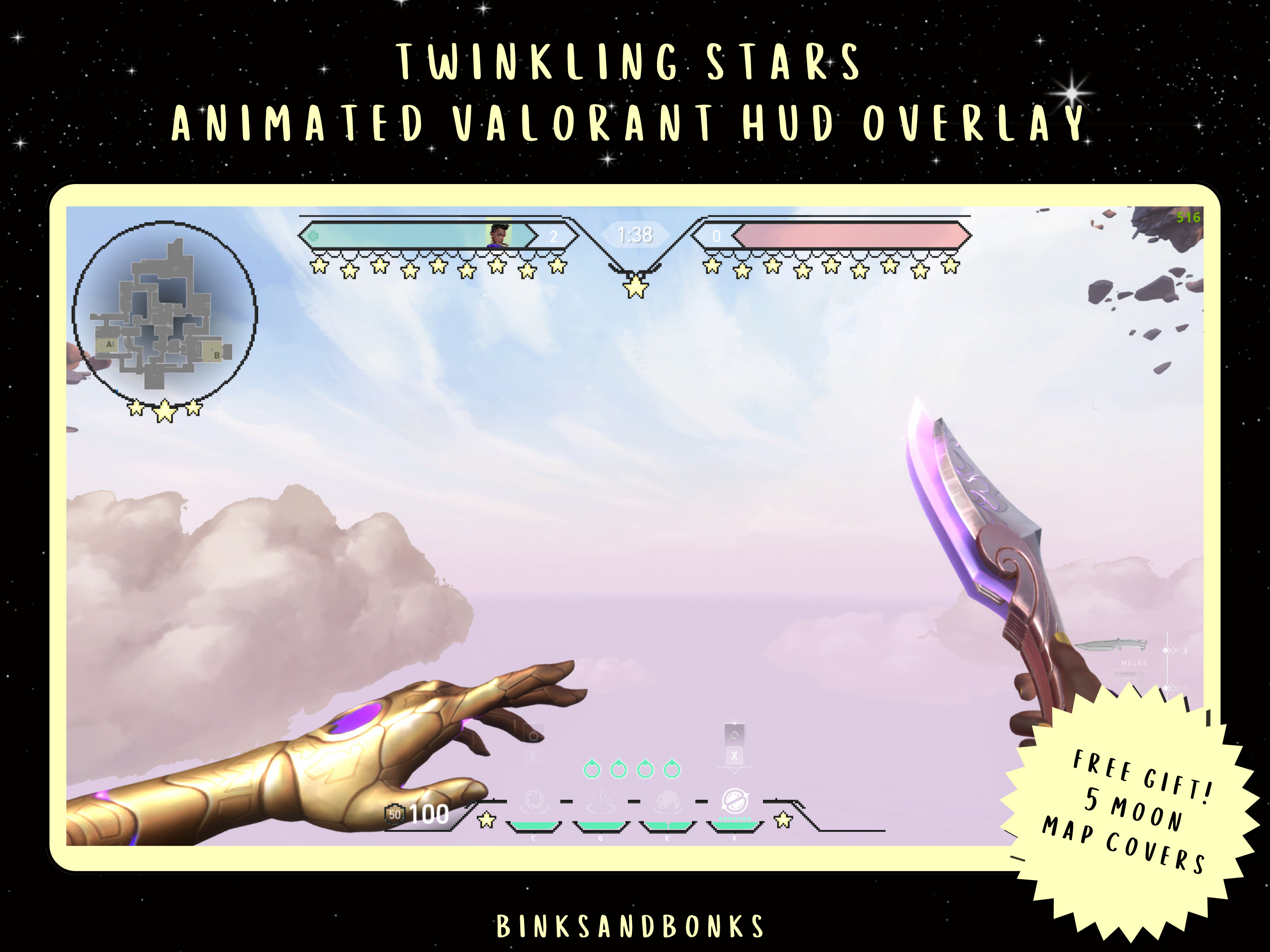 Twinkling Stars Animated Valorant HUD Overlay Pixel Art Stream Decor ...