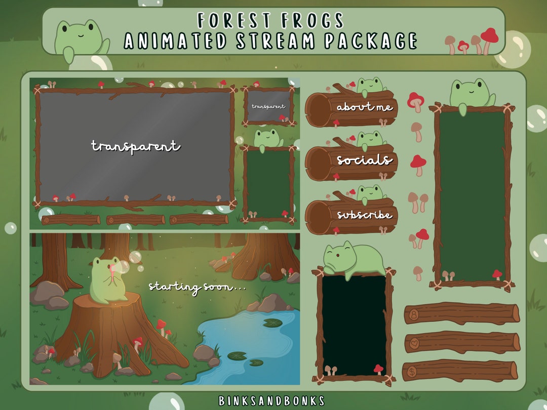 Forest Frogs Stream Package Animated Twitch Overlays Cottagecore ...