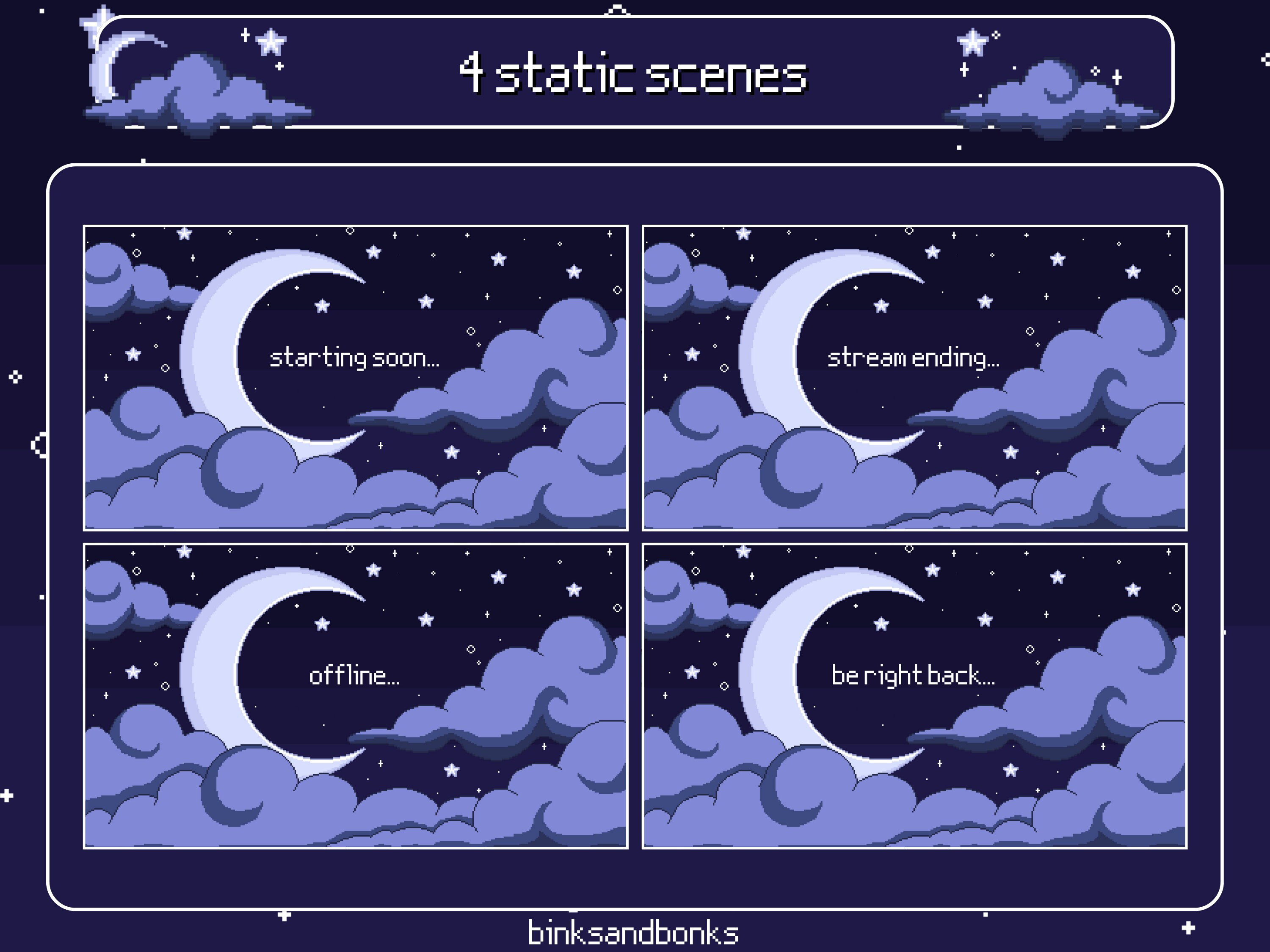 Blueberry Starry Night Animated Stream Package | Pixel Art Twitch ...
