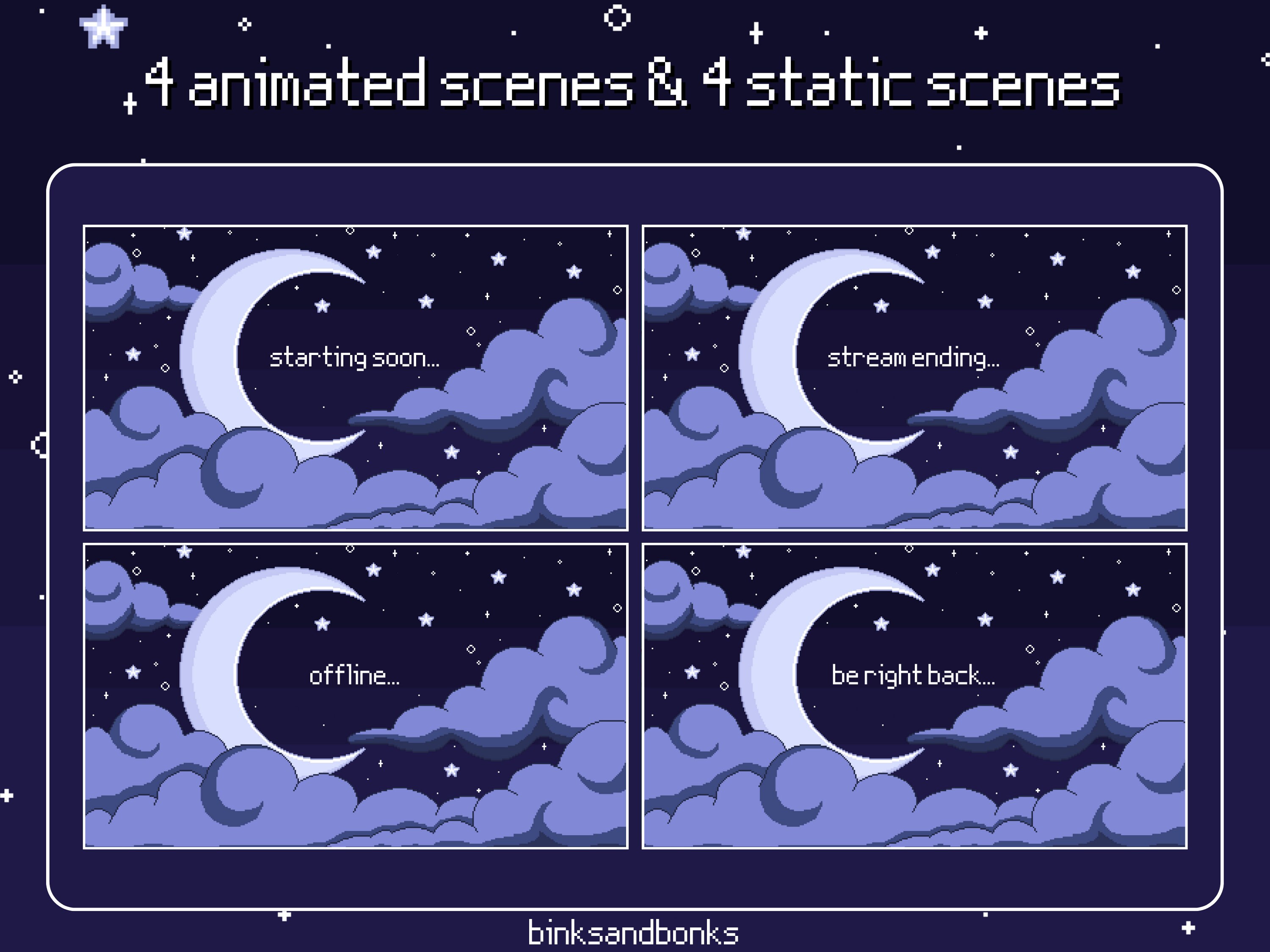 Blueberry Starry Night Animated Stream Scenes Pixel Art Graphics for ...