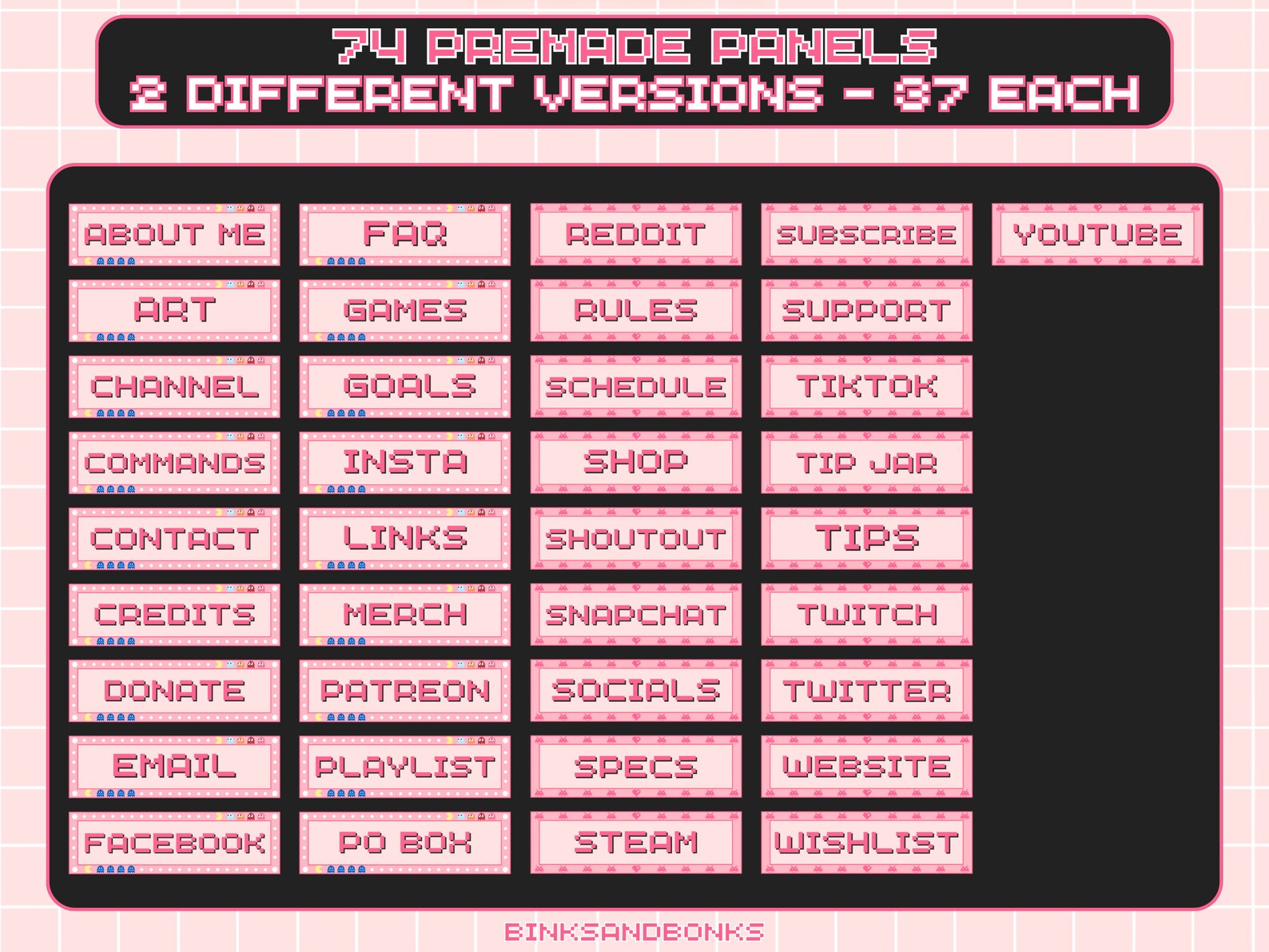 Pink Retro Arcade Stream Package | Animated Twitch Overlays | Girly ...