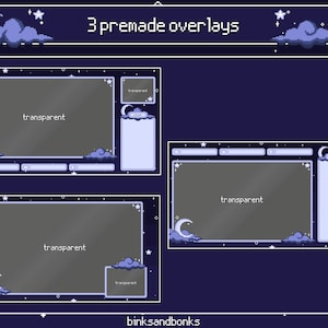 Blueberry Starry Night Animated Stream Package | Pixel Art Twitch ...