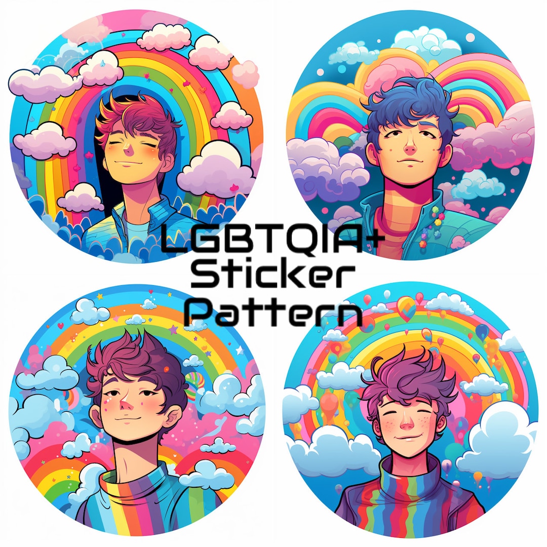 LGBTQIA Sticker Pattern, Blissful, Bold Colors, Kawaii - Etsy
