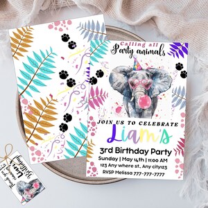 Elephant Birthday Invitation: Party Animal Safari Theme (canva Editable ...