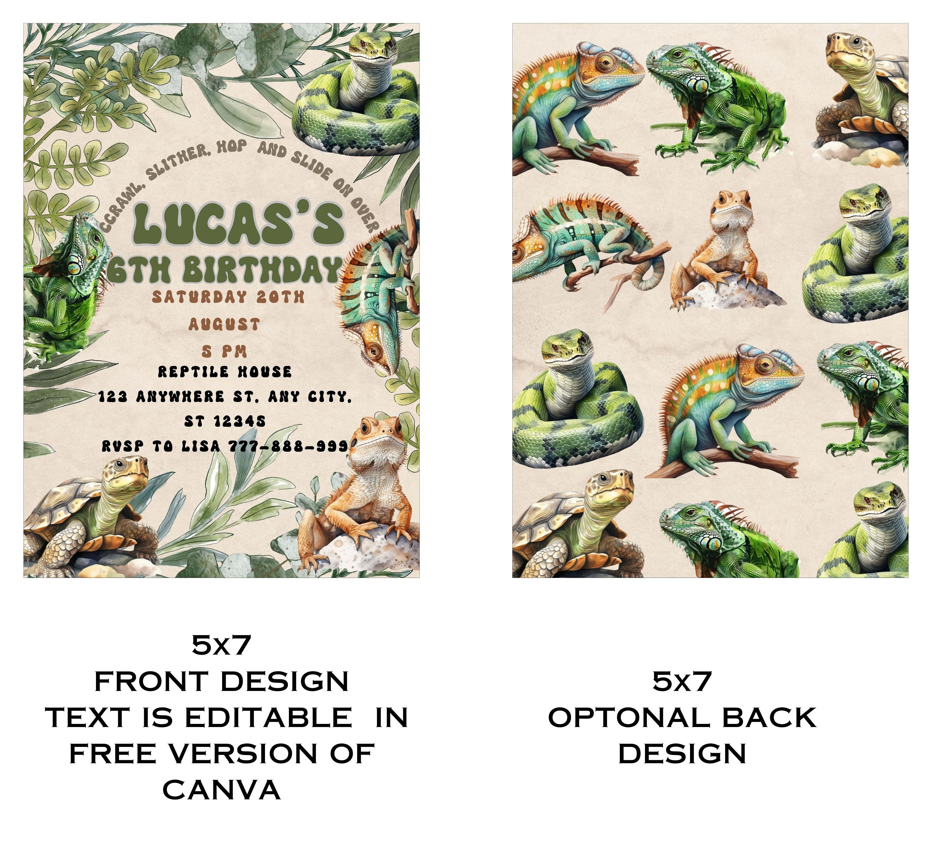 EDITABLE Reptile Birthday Invitation Boy, Snake Party , Crocodile Snake ...
