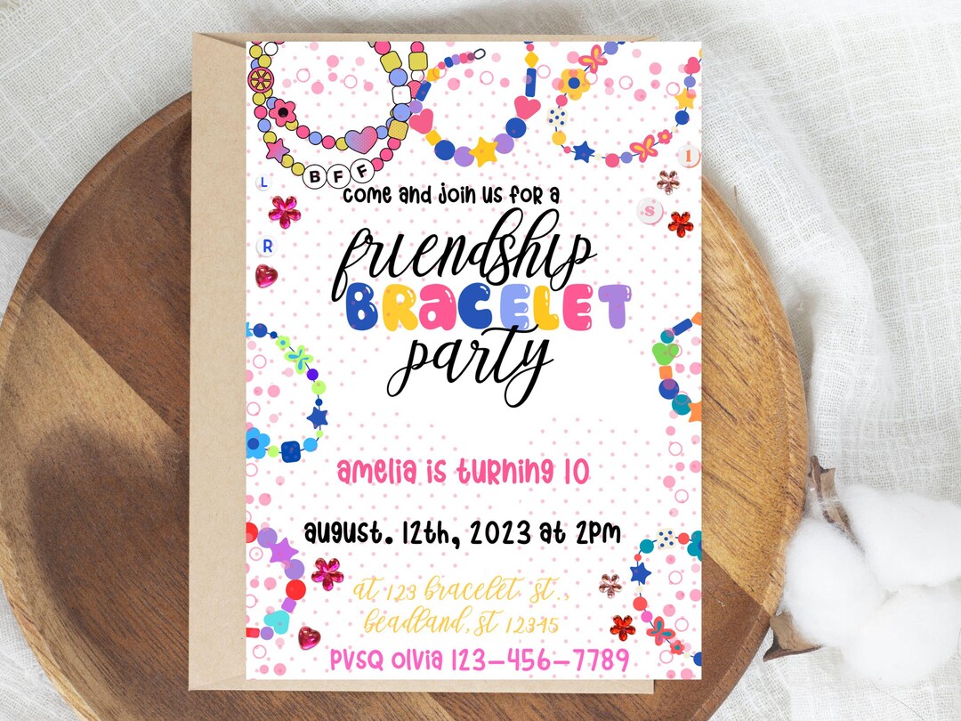 Friendship Bracelet Party Invitation: Editable Bead Party (download ...