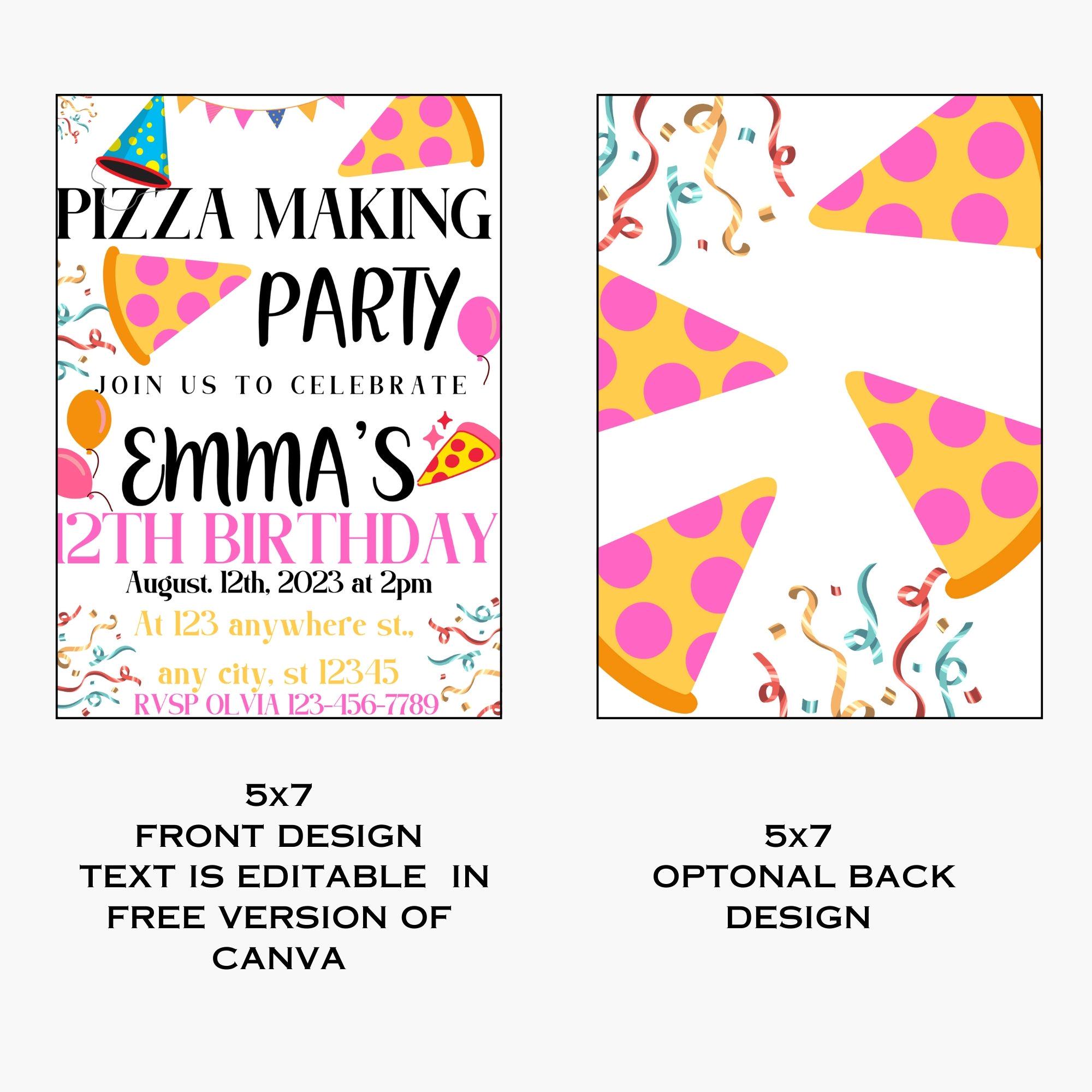 Editable Pizza Making Party Invitation Kids Invite Pizza Invite ...