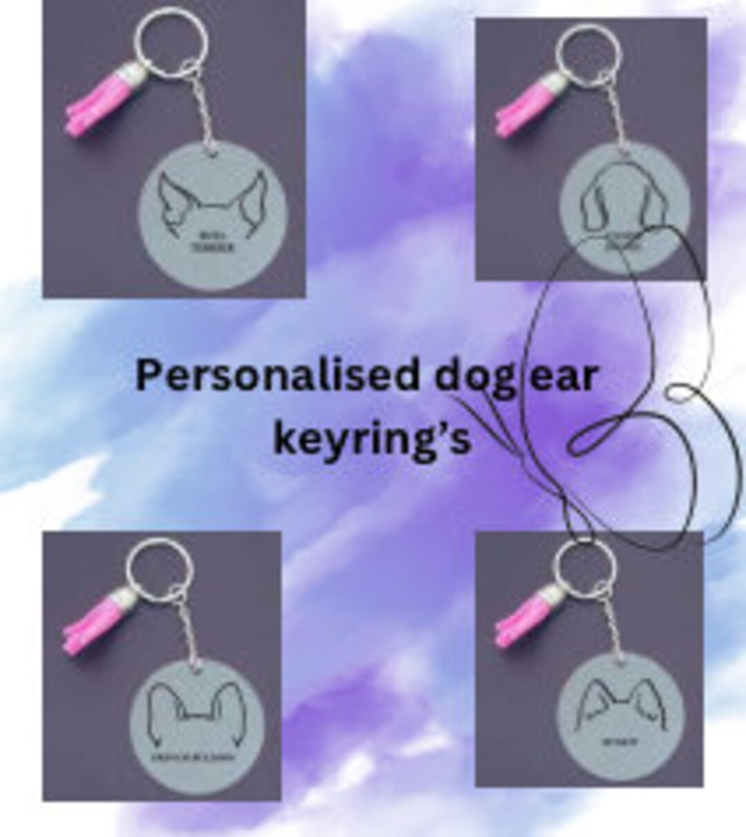 Custom Dog Ear Keyrings, Dog Ear Outline, Personalised Dog Keyrings - Etsy