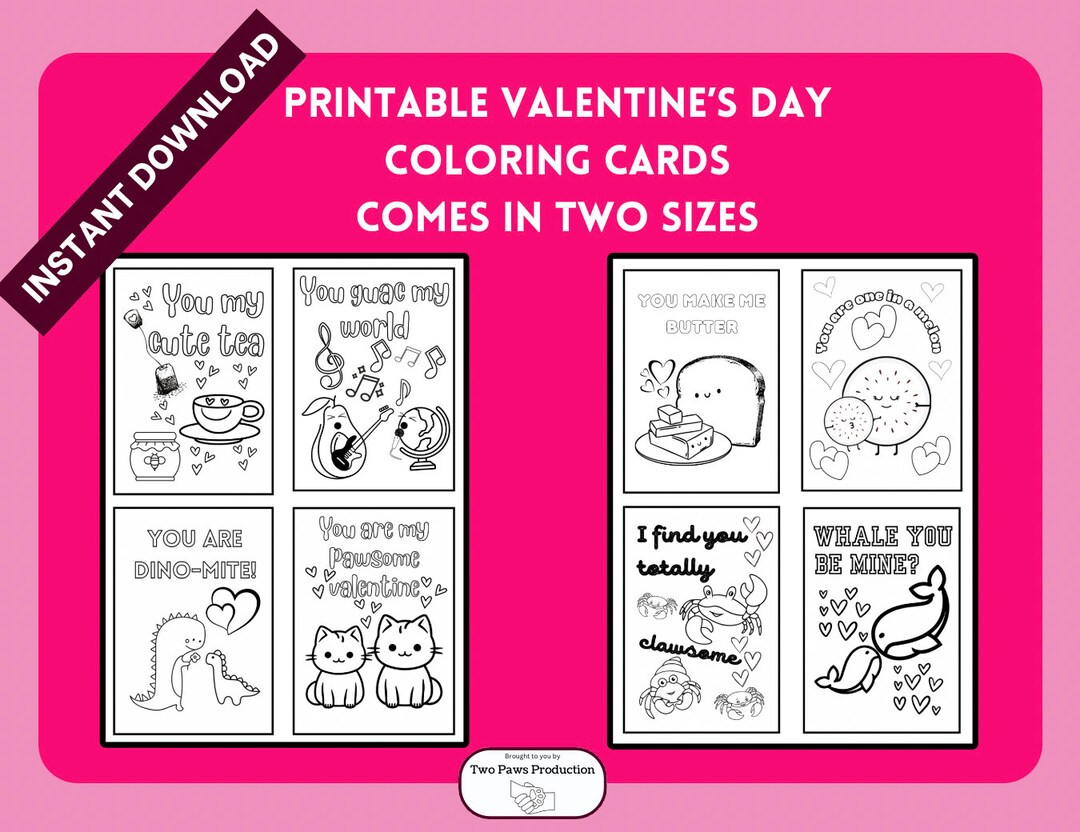 PRINTABLE Valentine's Day Coloring Cards - Etsy