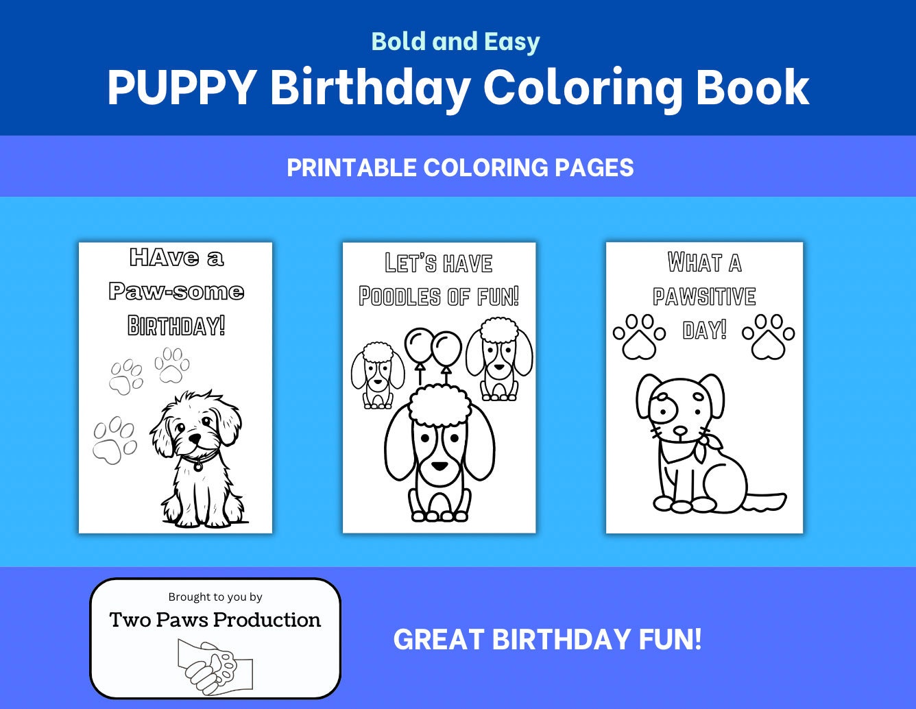 Puppy Birthday Coloring Cards - Etsy