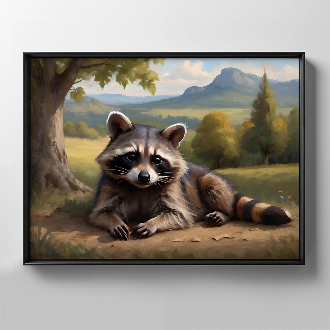 Raccoon Rest Printable Digital Download, Cozy Forest Scene Landscape TV ...