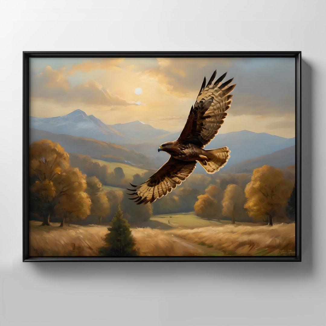Hawk's Haven TV Frame Printable, Golden Afternoon Landscape Digital ...