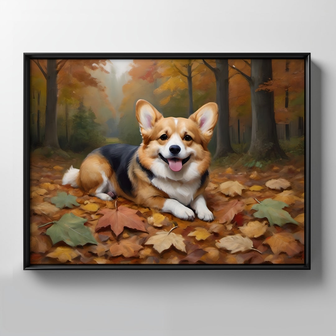 Autumn's Corgi Digital Download Printable, Corgi's Leafy Sniffing TV ...
