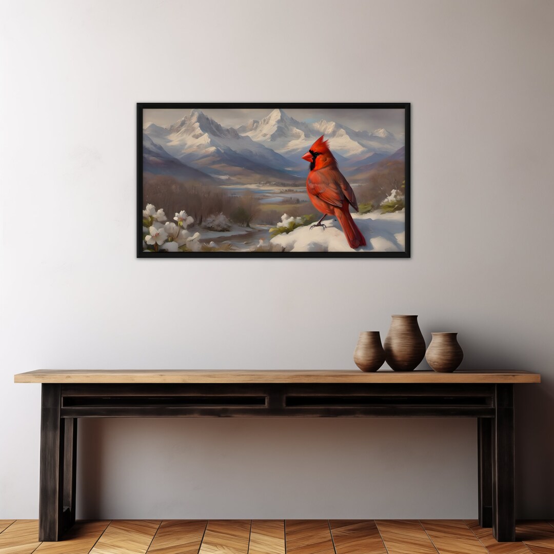 Cardinal Spring Landscape Printable, Birdsong in Spring TV Frame ...