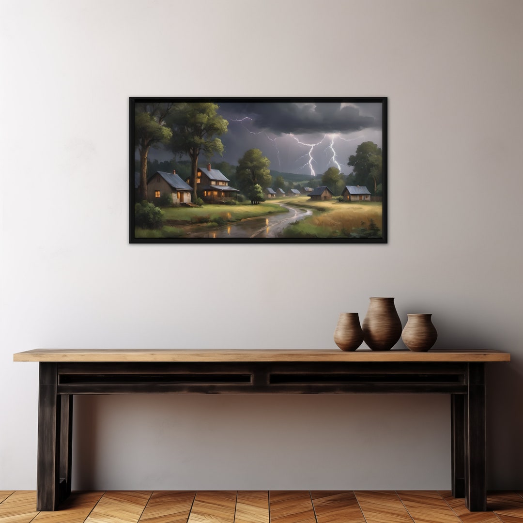 Stormy Rural Landscape Printable Digital Download, Peaceful Scene ...
