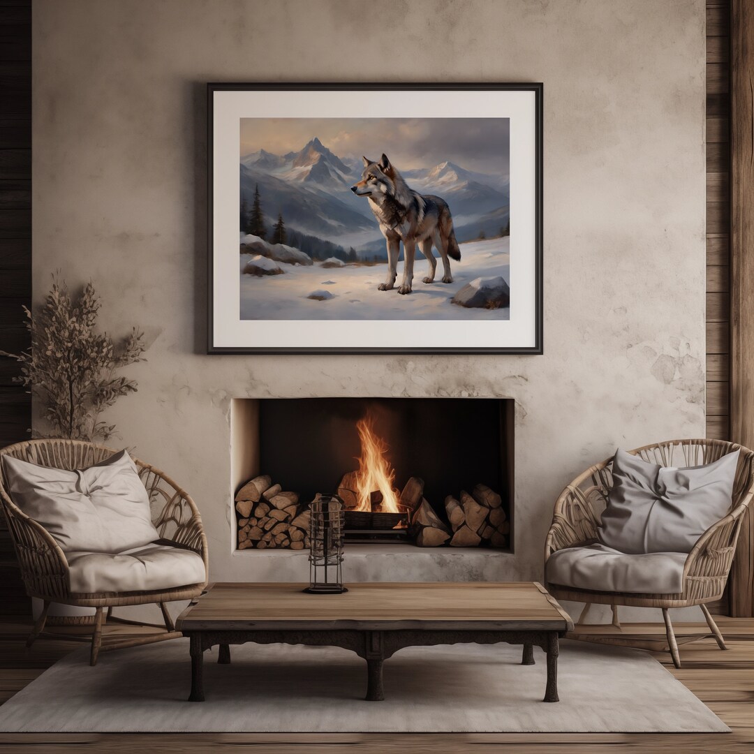 Alpine Wolf Scene Digital Download Landscape, Early Morning in the ...