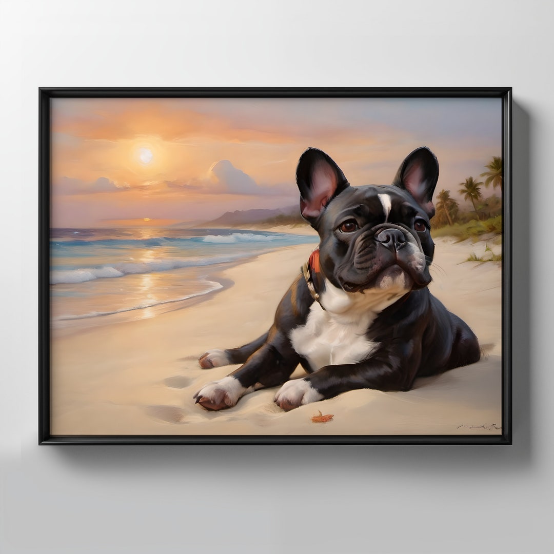 Palm-lined Beach Scene Digital Download Printable, Fancy Frenchie ...