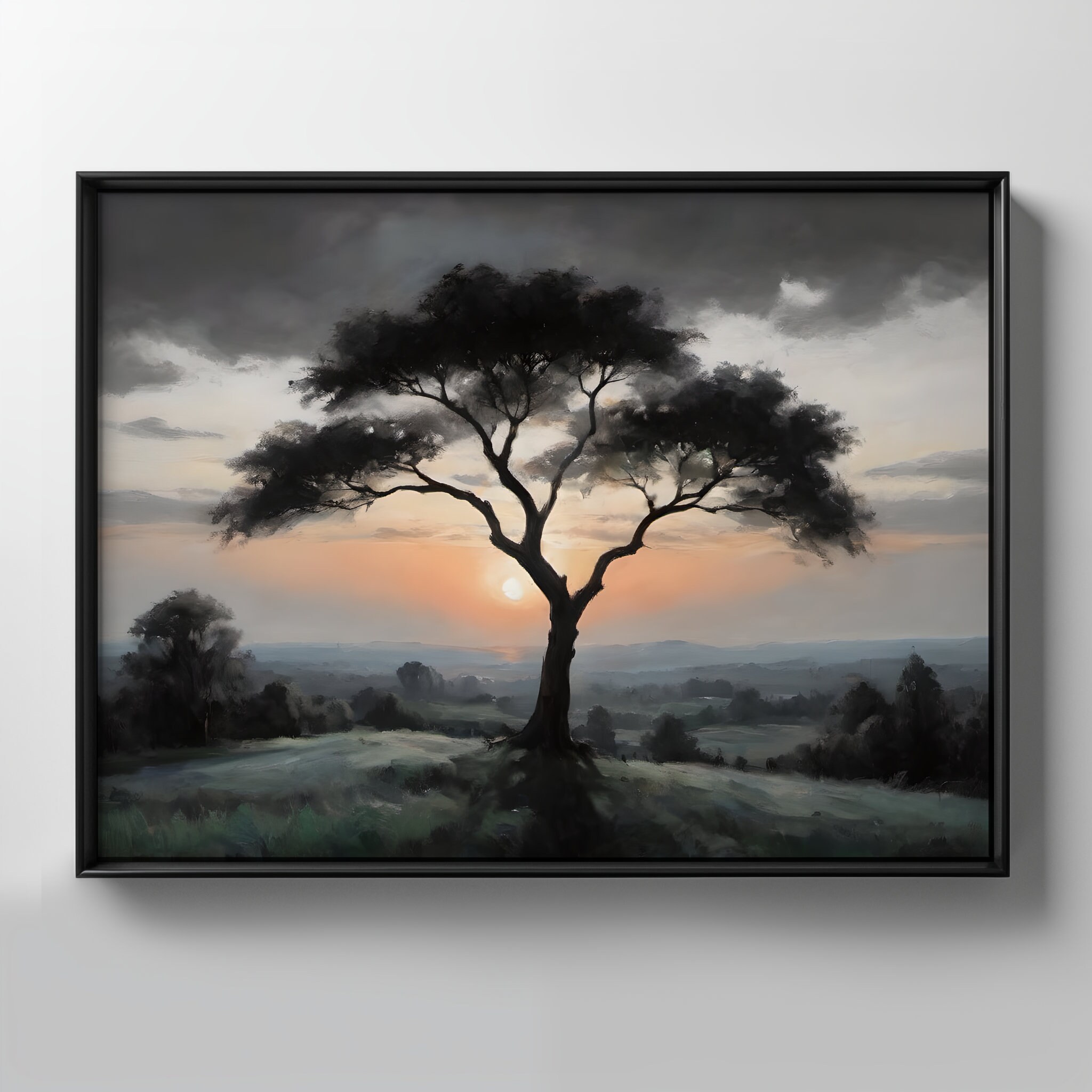 Grayscale Sunset TV Frame Printable, Peaceful Nature Digital Download ...