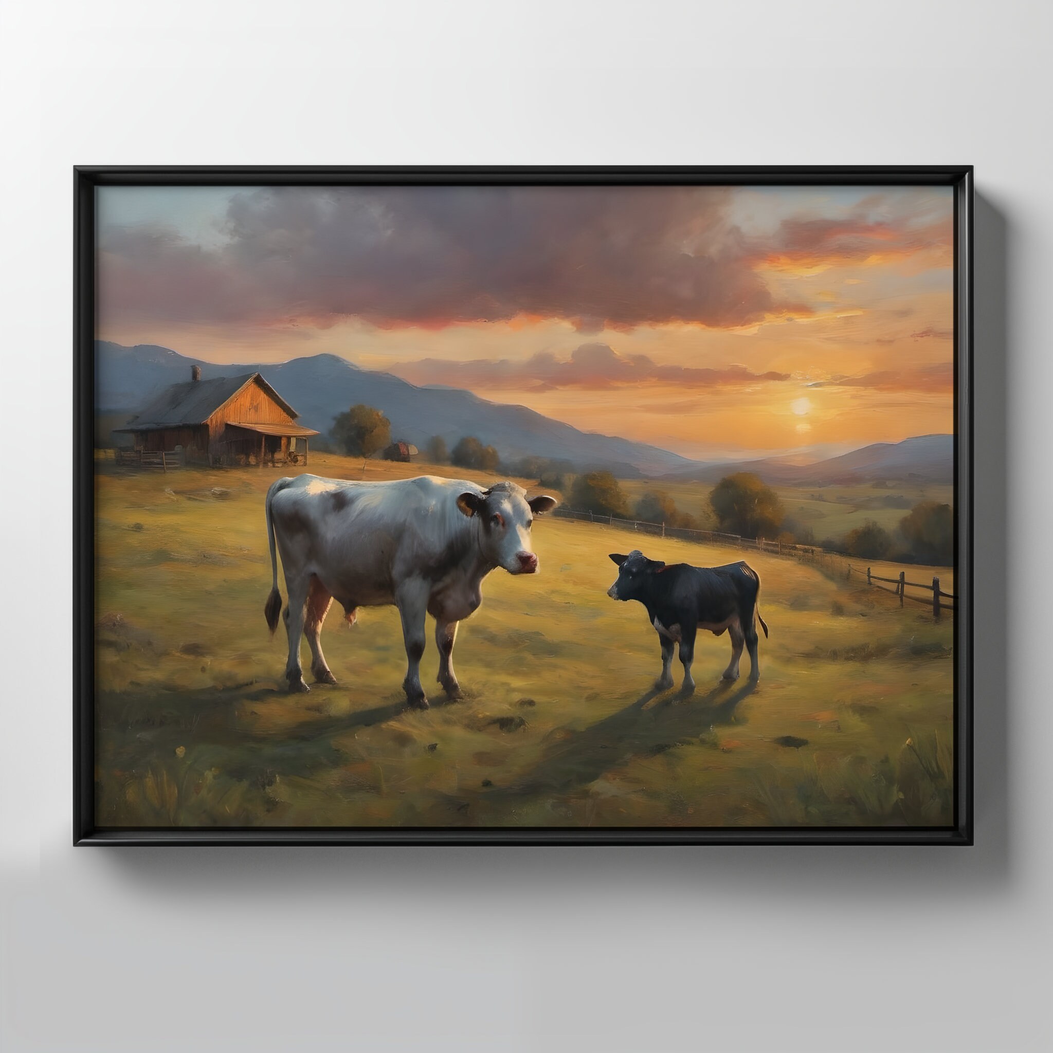 Rustic Ranch Printable Digital Download, Grazing Cow Sunset TV Frame ...