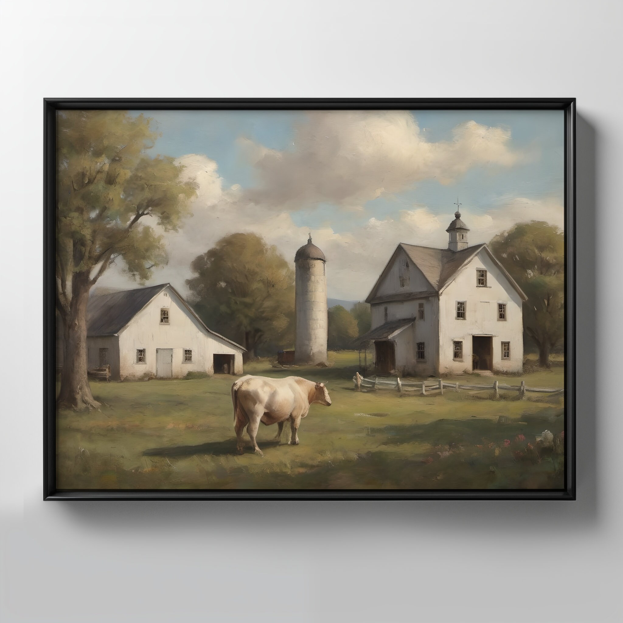 Spring Farm Scene Printable Digital Download, Vintage Rustic Farmhouse ...