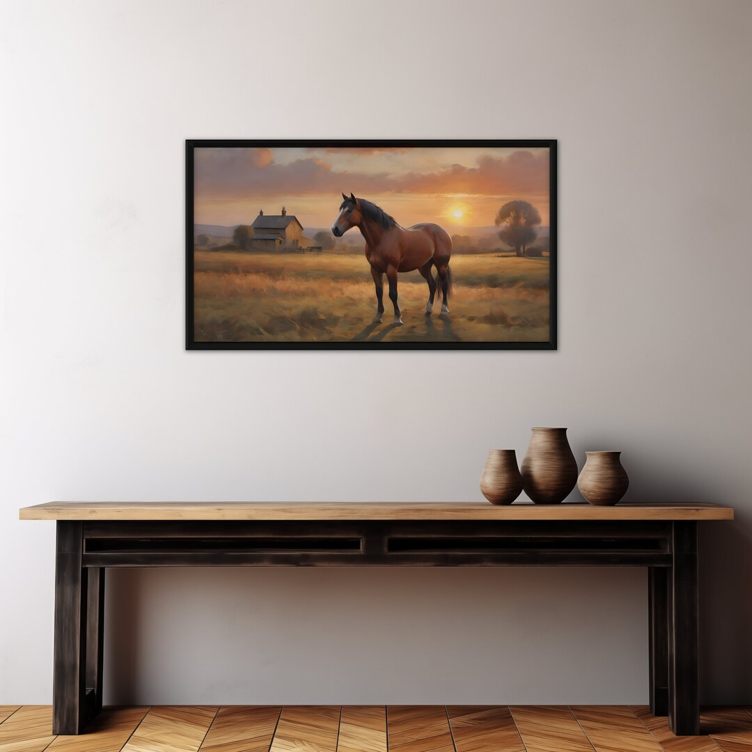 Rustic Rural Scene Digital Download Printable, Horse Grazing in the ...