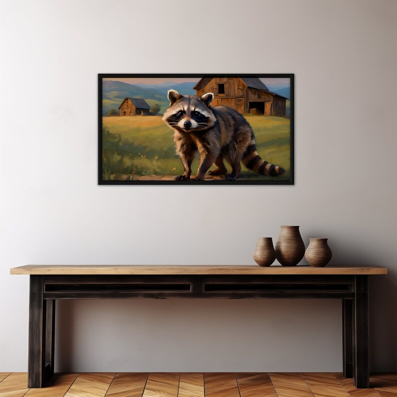 Raccoon's Sunset Sanctuary Printable Digital Download, Tranquil Raccoon ...