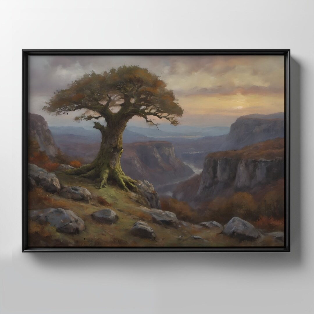 Mossy Old Tree Digital Download Landscape, Fall Landscape Printable Oil Painting TV Frame - Etsy