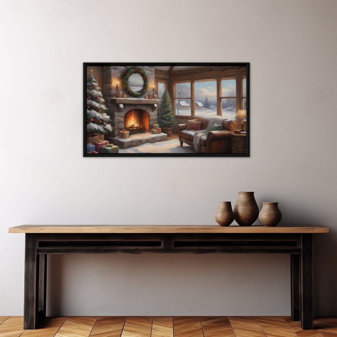 Winter Wonderland TV Frame Printable, Cozy Christmas Scene Landscape ...