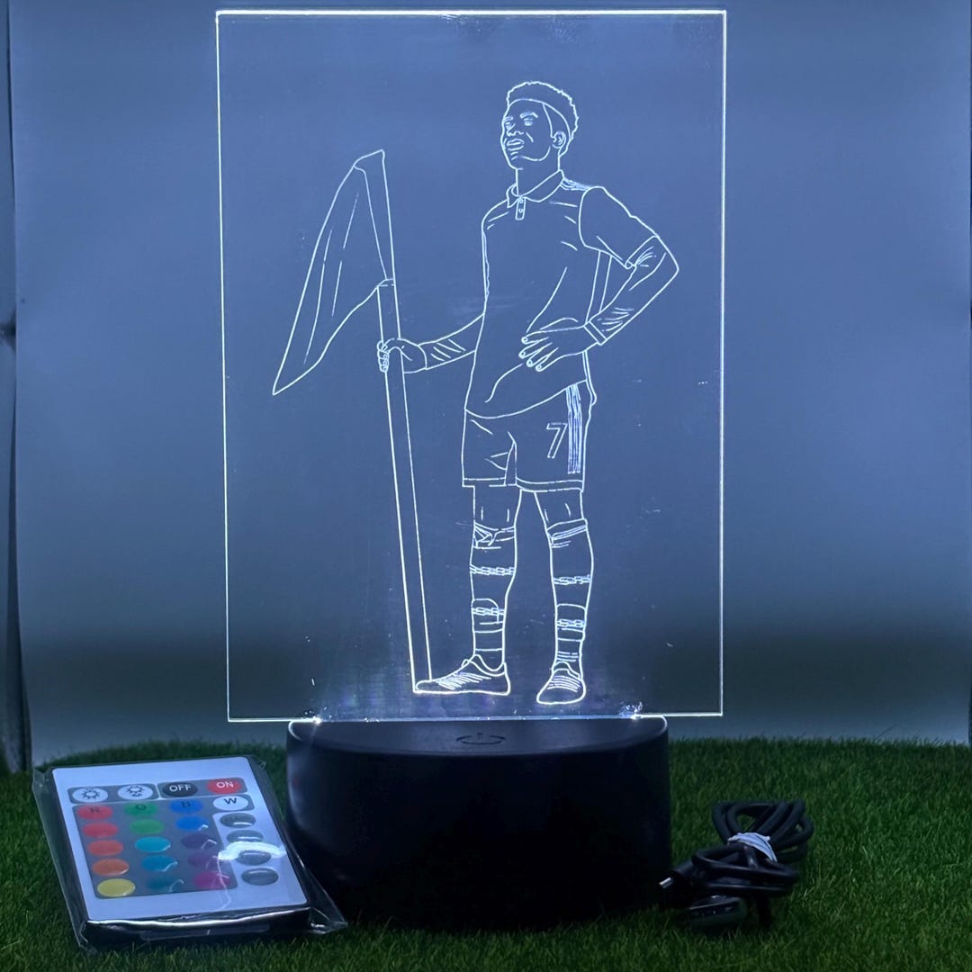 Bukayo Saka Arsenal FC Football Personalised LED Light up Neon Night ...