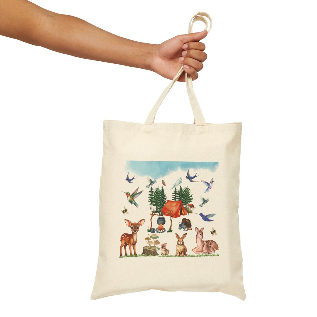 Hiking Tote,animals Theme Bag,vintage Style,deer Tote Bag,mountain Tote ...