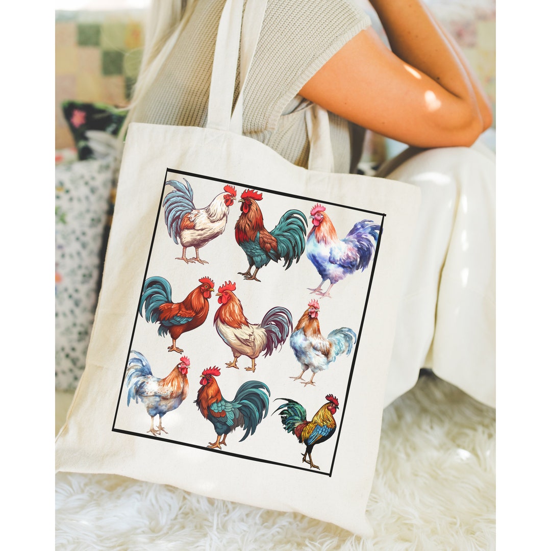 Chicken Tote Bag Farm Animals Tote Bag Chicken Lovers Gift Cute Tote ...