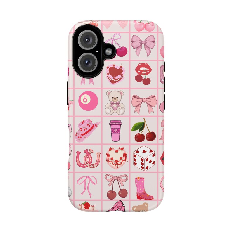 Funda para teléfono con lazo rosa femenino, iconos, iPhone y Samsung ...