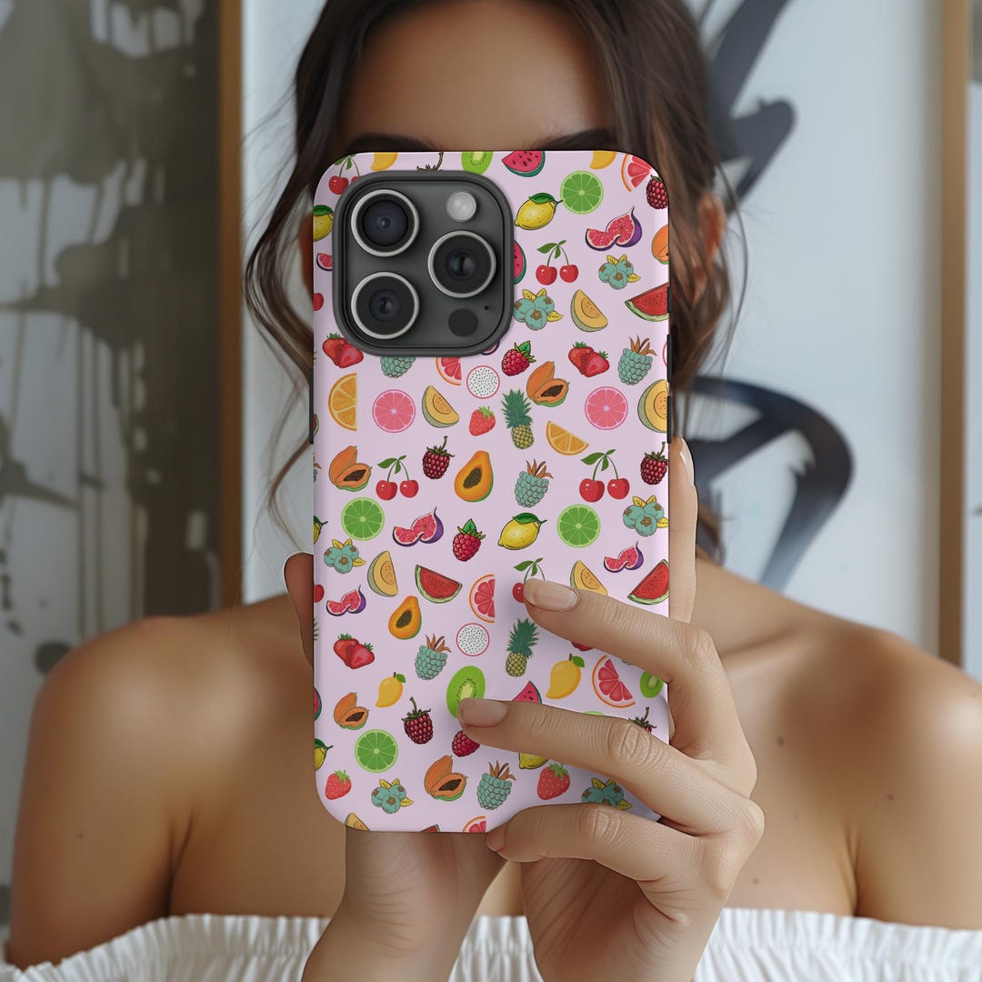 Fruit Phone Case Cute iPhone Case Sister Gift Girly Fruit Collage Pink ...