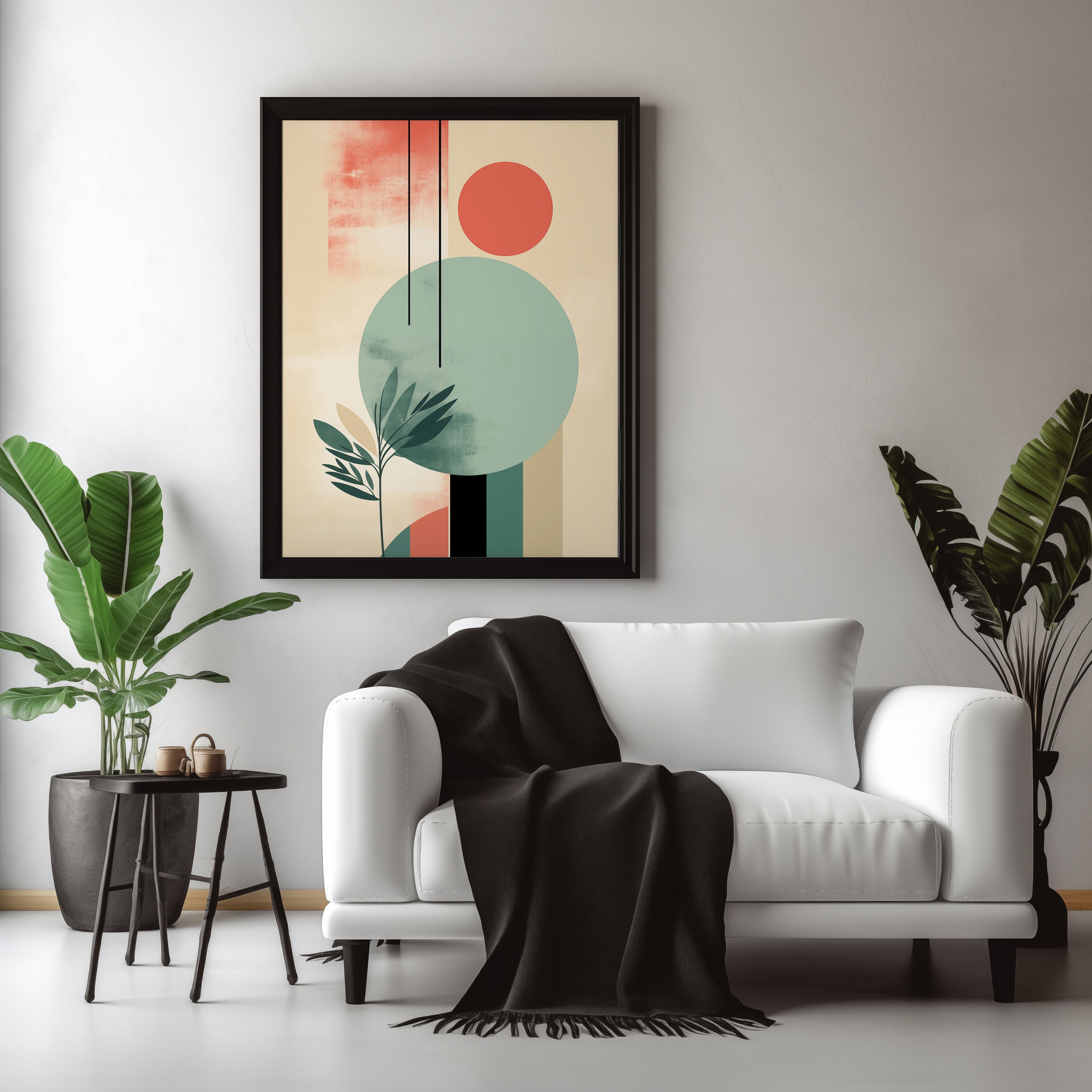 Modern Abstract Geometric Artwork, Minimalist Circles and Lines Design ...