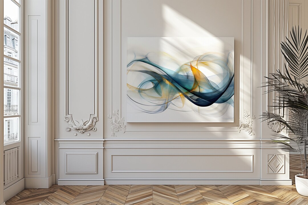 Azure Silk Serenity Abstract Art Highlight, Modern and Elegant Artwork ...