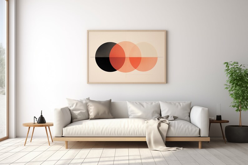 Minimalist Abstract Art Print With Overlapping Circles, Modern Home ...