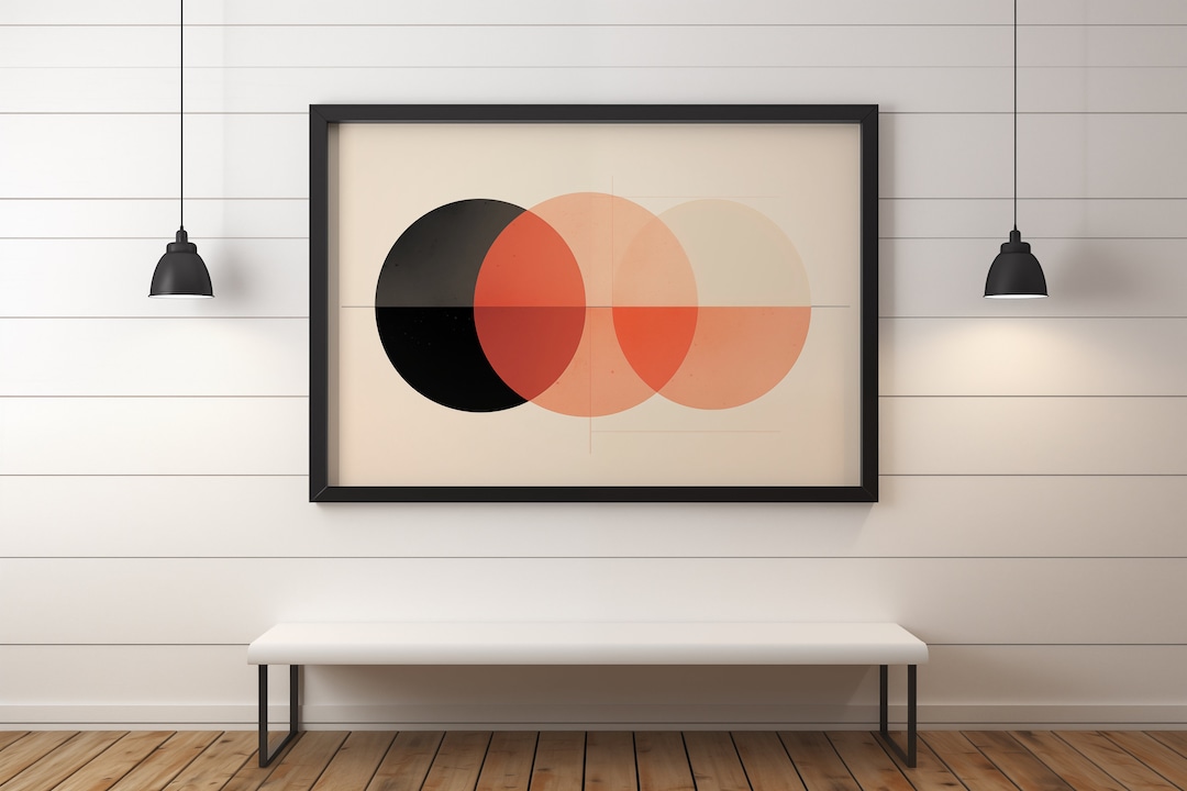 Minimalist Abstract Art Print With Overlapping Circles, Modern Home ...