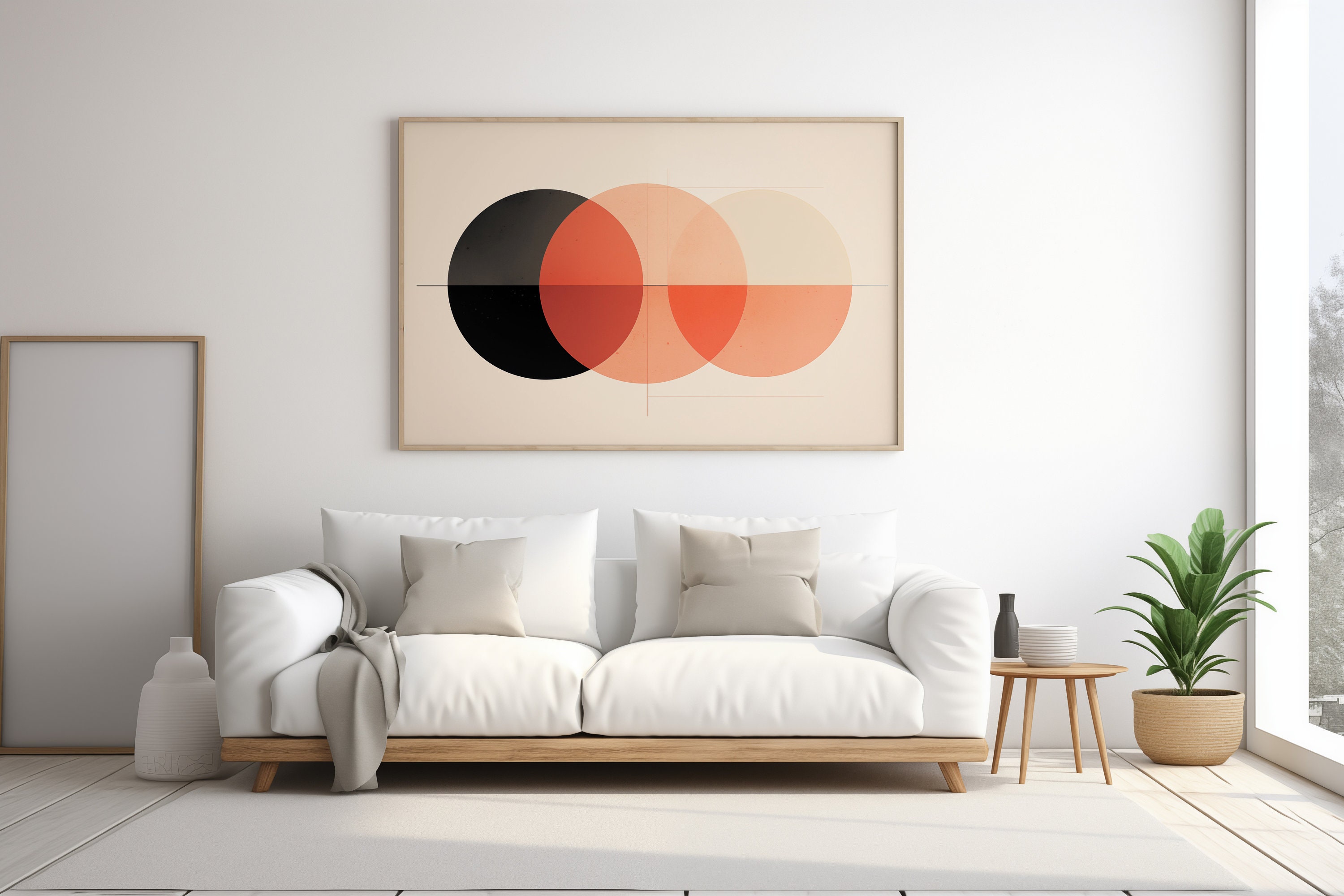 Minimalist Abstract Art Print With Overlapping Circles, Modern Home ...