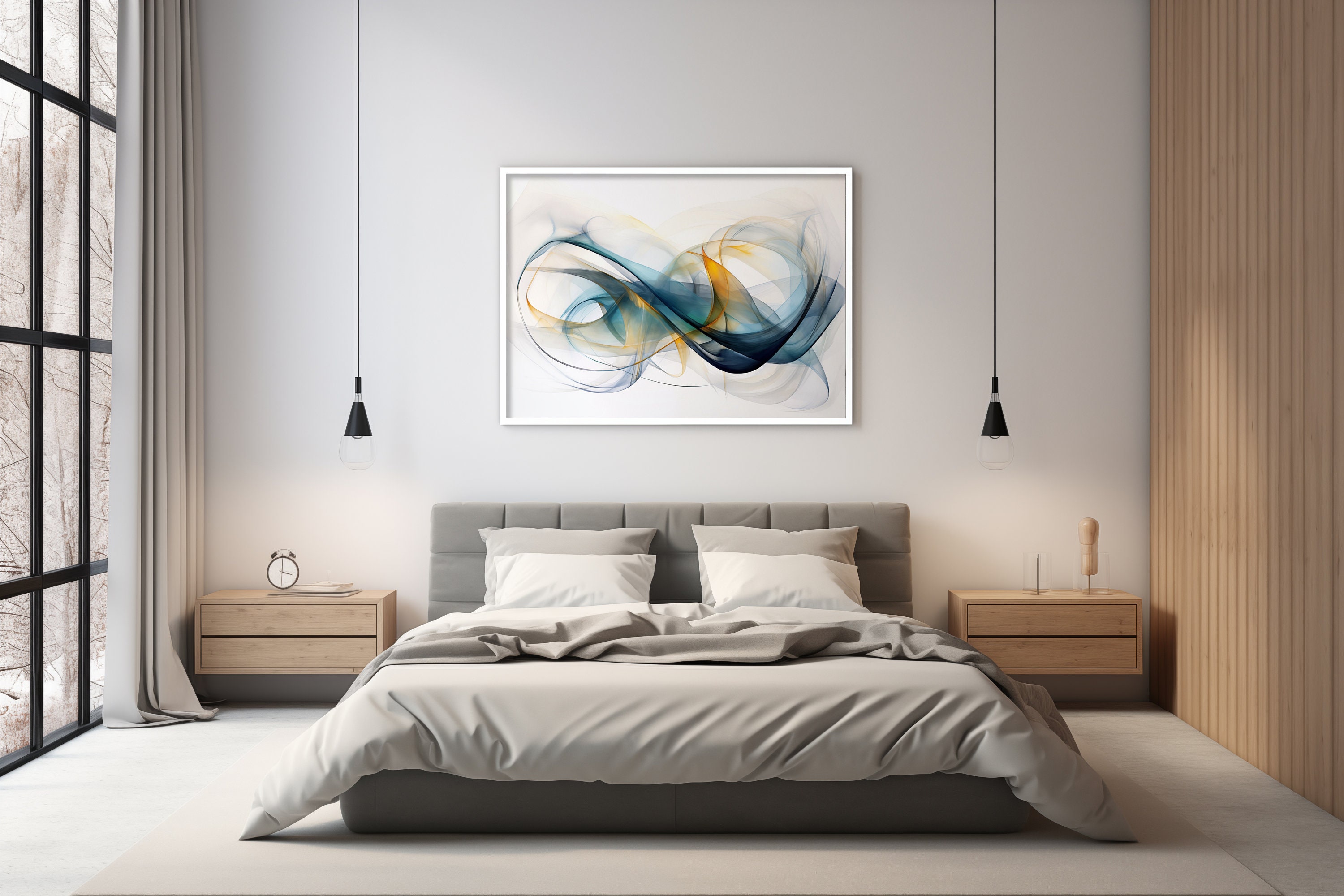 Azure Silk Serenity Abstract Art Highlight, Modern and Elegant Artwork ...