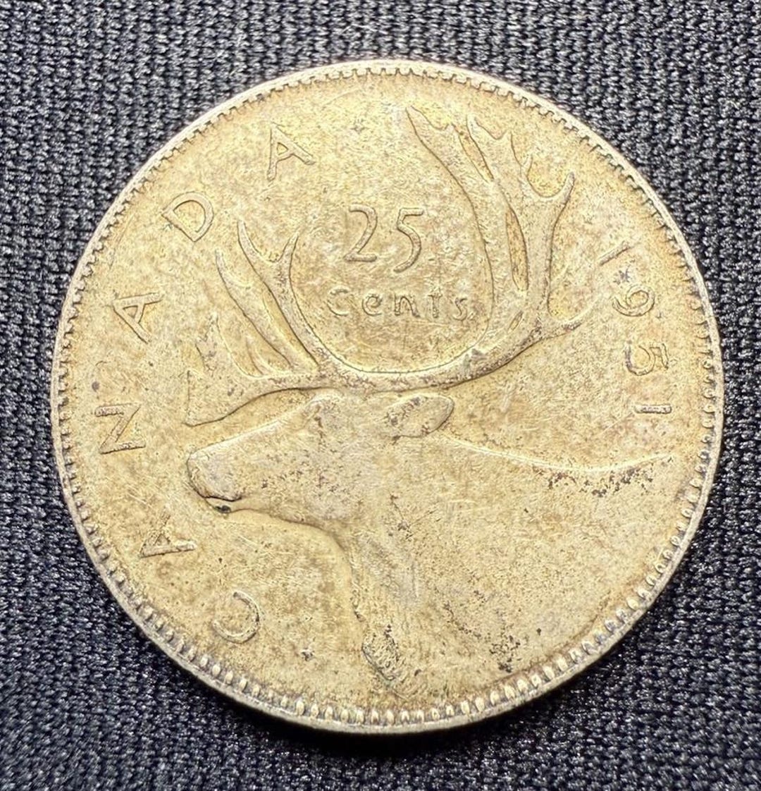 Authentic 1951 Canada 25 Cents Coin Silver King George - Nice Toned ...
