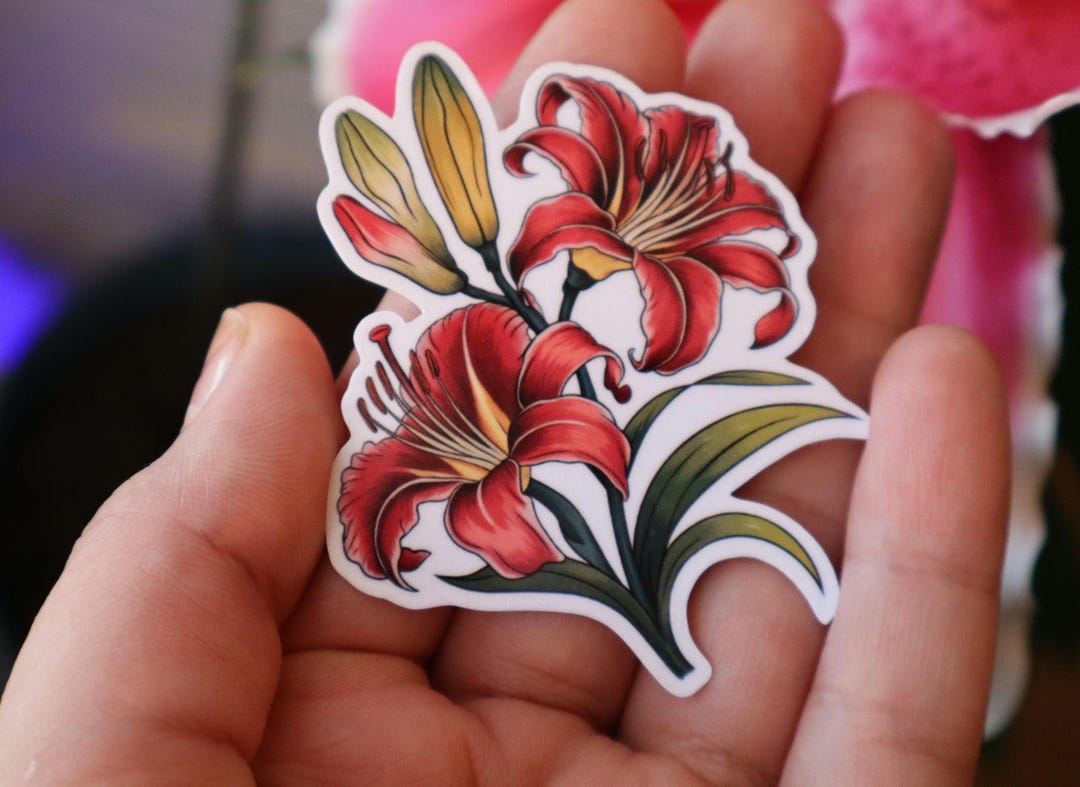 Hand Drawn Stargazer Lily Sticker Bujo Waterproof Vinyl, Laminated ...